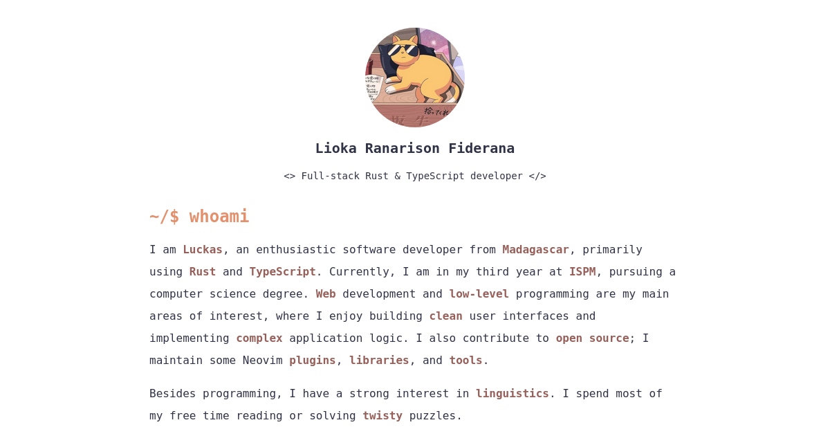 Lioka Ranarison Fiderana (Luckas)